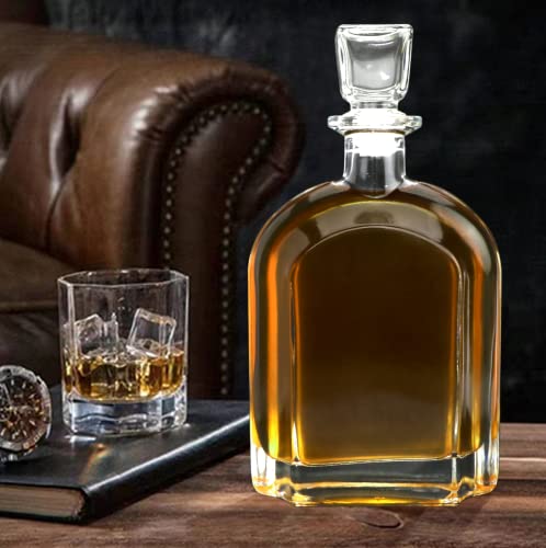 Salzesfalls Whiskey Decanter with Glass Stopper-Whiskey Glass Bottle with Airtight Geometric Stopper for Wine, Bourbon, Brandy, Liquor, Tequila, Liquor Decanter for Men.(2 Pack)