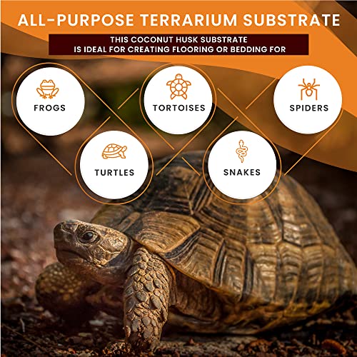 ReptiCasa Compressed Coconut Fiber Substrate, 10 lb. Block, Natural Husk Terrarium Bedding, Reptiles, Frogs, Snakes, or Tortoise, Odor and Waste Absorbent Compostable, Organic with High Expansion