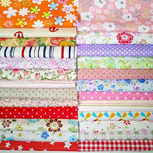 Quilting Fabric, Misscrafts Cotton Craft Fabric Bundle Squares Patchwork Pre-Cut Quilt Squares for DIY Sewing Scrapbooking Quilting Dot Pattern (50PCS 20X20cm)