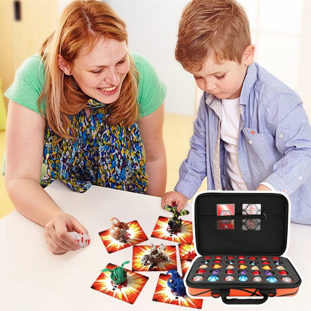 Toy Organizer Storage Case Compatible with Bakugan Figures, BakuCores and Small Dolls, Mini Toys Container Carrying Box with Mesh Pocket (Bag Only)