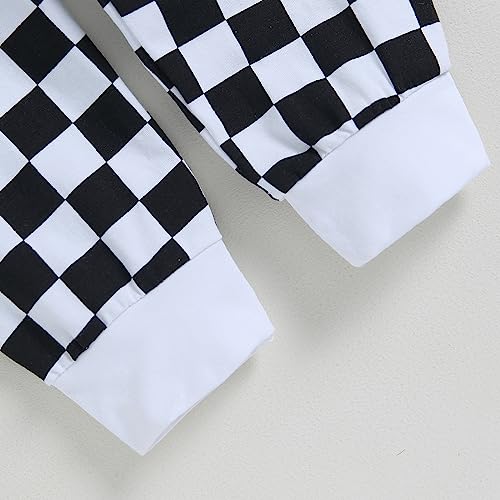 Lamuusaa Newborn Baby Boy Halloween Outfit Ghost Crewneck Sweatshirt Tops Checkerboard Pants Halloween Baby Clothes 0-3T
