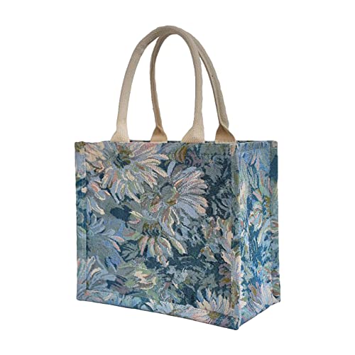 ECOAMICA Burlap Jute Tote Bags, Small Cute Straw Bag Tote Bag, Beach Totes Bags, Reusable Bag for Grocery, Bridesmaid Gift Jute bags, Waterproof Lining(12.2 x 10.6 x 6.2 in)