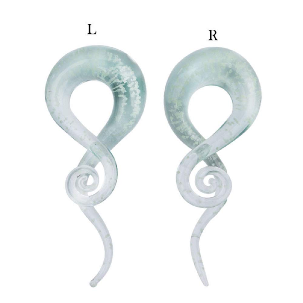 Changgaijewelry Glow in the Dark Glass Spiral Tapers Kit with Plugs 4 Pieces Plugs Set (2g(6mm))