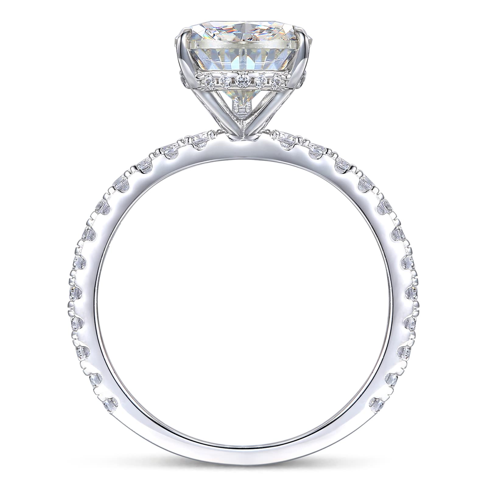 CGSRING Moissanite Rings 8x12mm 4 Carat D Color VVS1 Pear Cut Moissanite Engagement Ring for Women Size 4-12 (6.5)