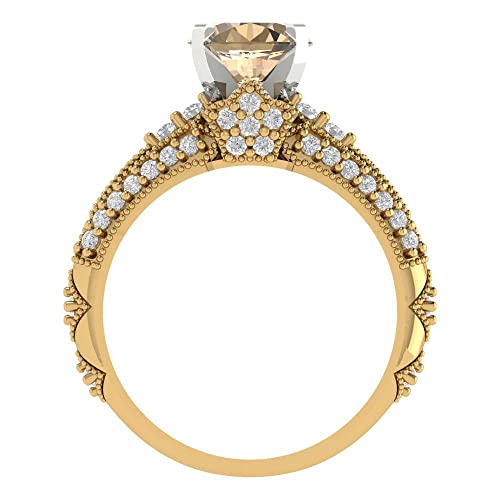 Clara Pucci 2.05ct Round Cut Solitaire Conflict Free Yellow Moissanite Wedding Engagement Anniversary Ring Band set 18k 2 Tone Gold 8.25