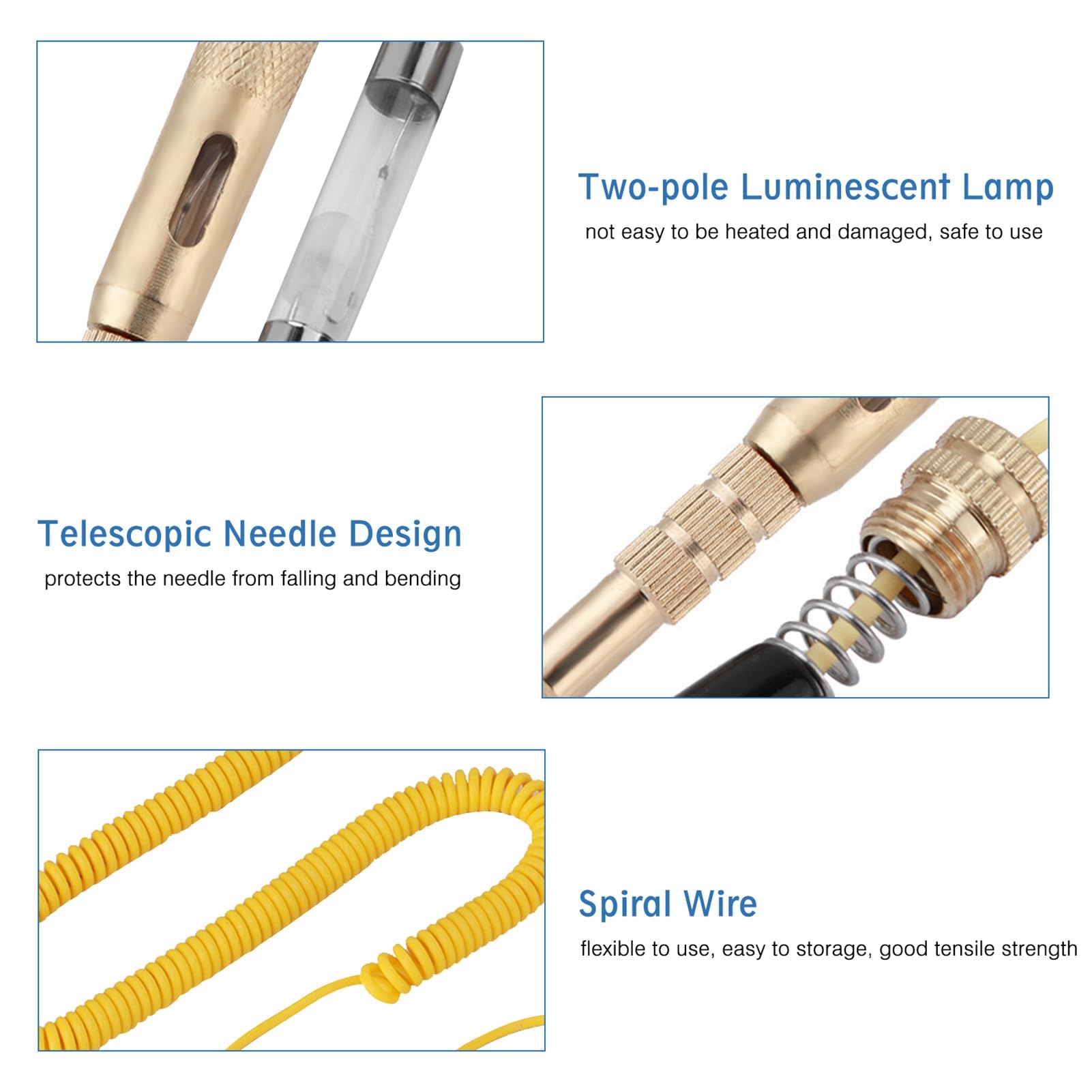 Circuit Tester Light Bulb, 100cm/ 39.3in Cable Length Auto Car Vehicle Circuit Tester DC 6V 12V 24V Light Bulb Voltage Test Pen Pencil with Stainless Probe