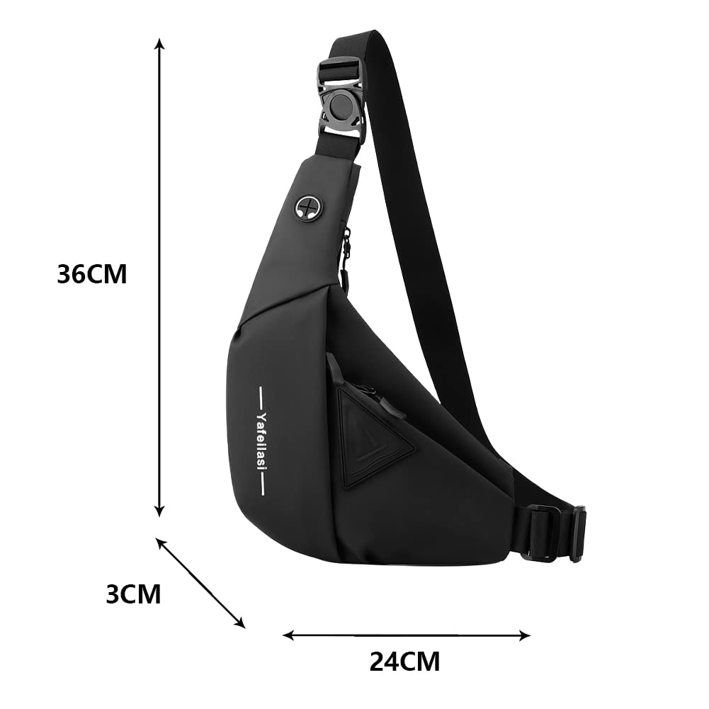 Chiantera Small Crossbody Sling Bag for Men Casual Shoulder Backpack for Hiking Travel Running Chest Pack (Black)
