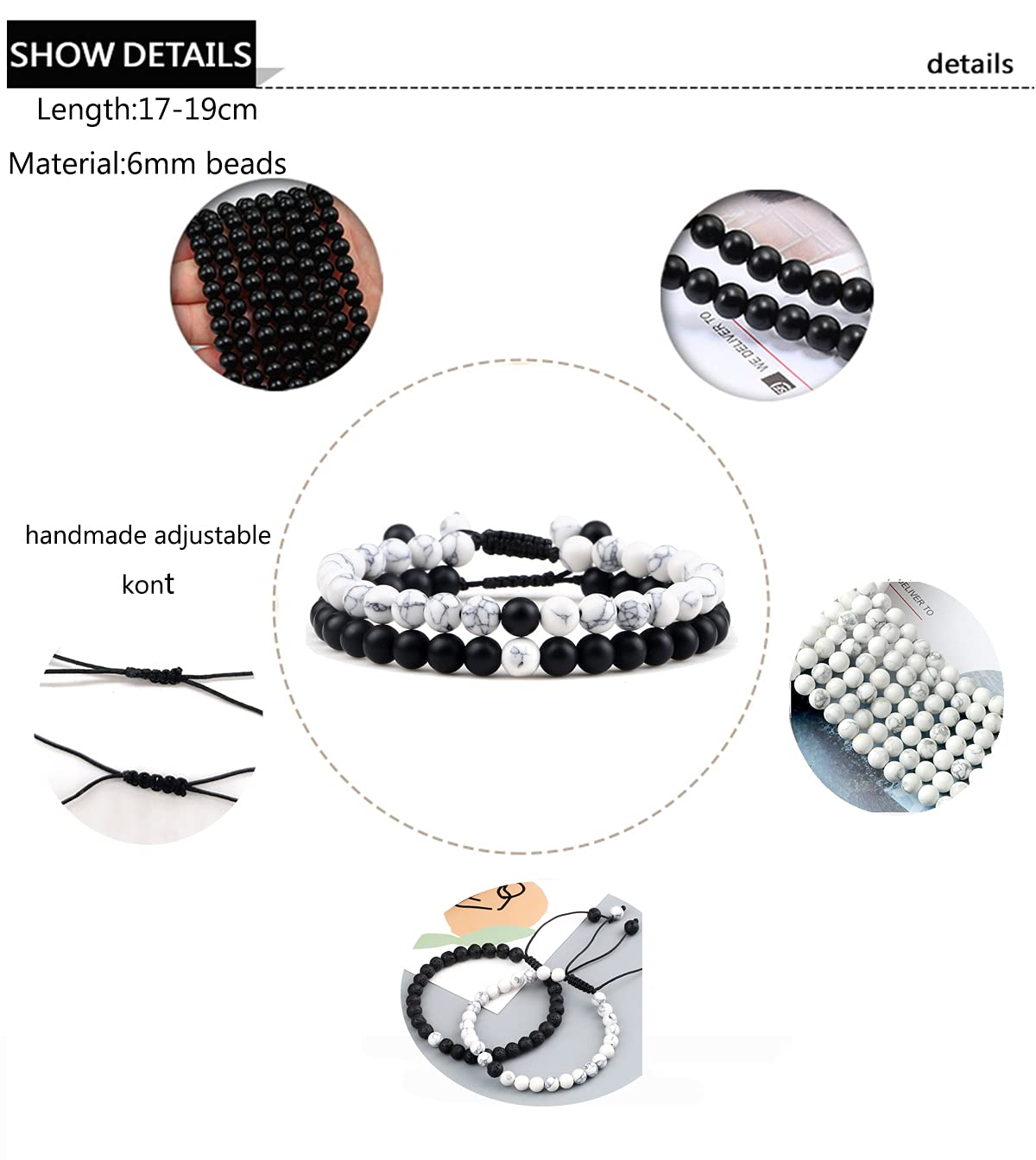 CASDAN 12Pcs 6mm Lava Rock Natural Stone Beaded Anxiety Stretch Elastic Yoga Healing Bracelet for Men Women Aromatherapy Essential Oil Diffuser Bracelet Set