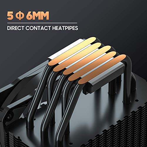 CPU Cooler with 5 Direct Contact Heatpipes, ARESGAME River 5 CPU Air Cooler for Intel/AMD with 120mm SYNC ARGB PWM Fan (5V ARGB Header is Required on Motherboard)