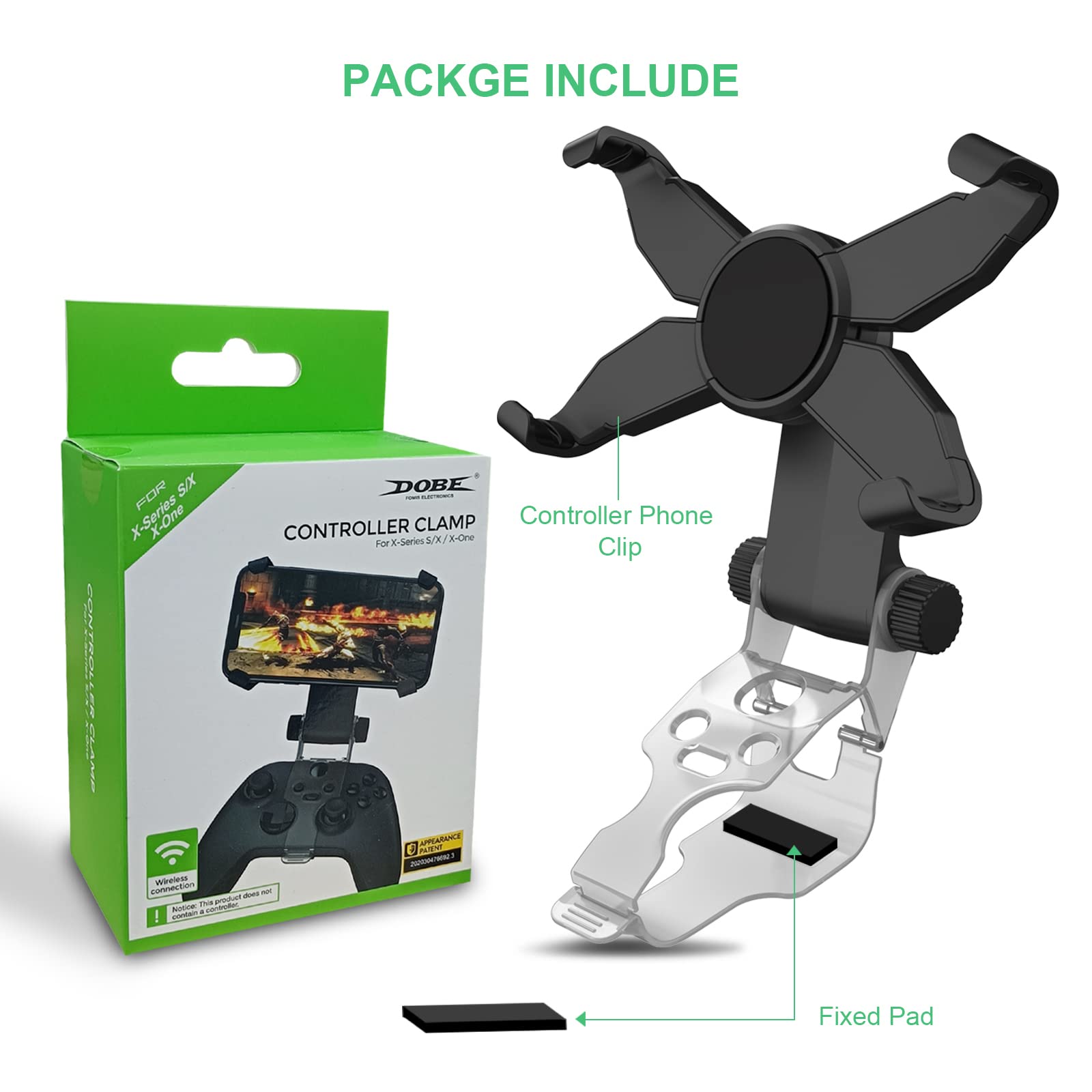 Dobe Controller Mobile Gaming Clip Holder Clamp for Xbox One Controller Phone Mount Adjustable Phone Holder Clamp Compatible with Xbox One S/X/Series S/X/Xbox One Controllers
