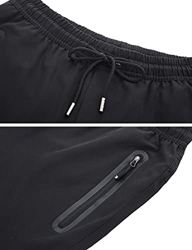 Rdruko Men's Casual Pants Lightweight Breathable Quick Dry Hiking Running Active Sports Trousers(Black, US L)