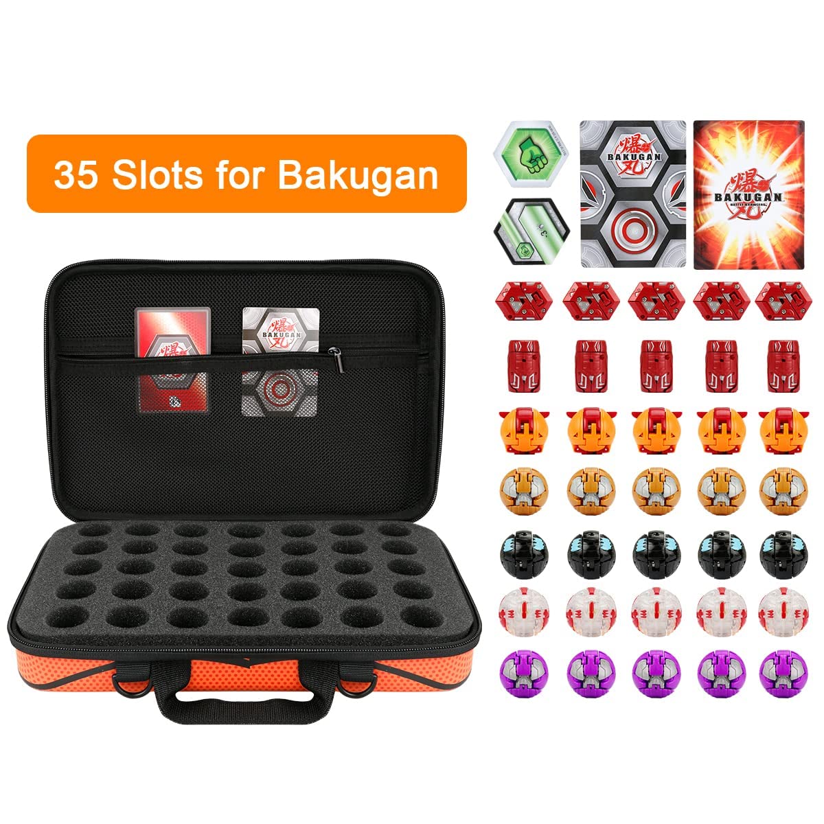Toy Organizer Storage Case Compatible with Bakugan Figures, BakuCores and Small Dolls, Mini Toys Container Carrying Box with Mesh Pocket (Bag Only)