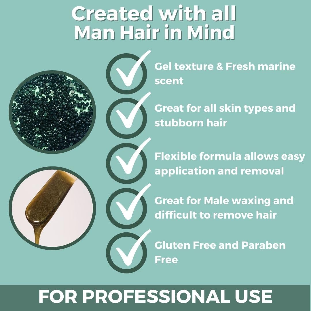 Cirepil - Homme - 800g / 28.22 oz Wax Beads Bag - Fresh Marine Scent - Flexible Formula for Male, Easy Application and Removal