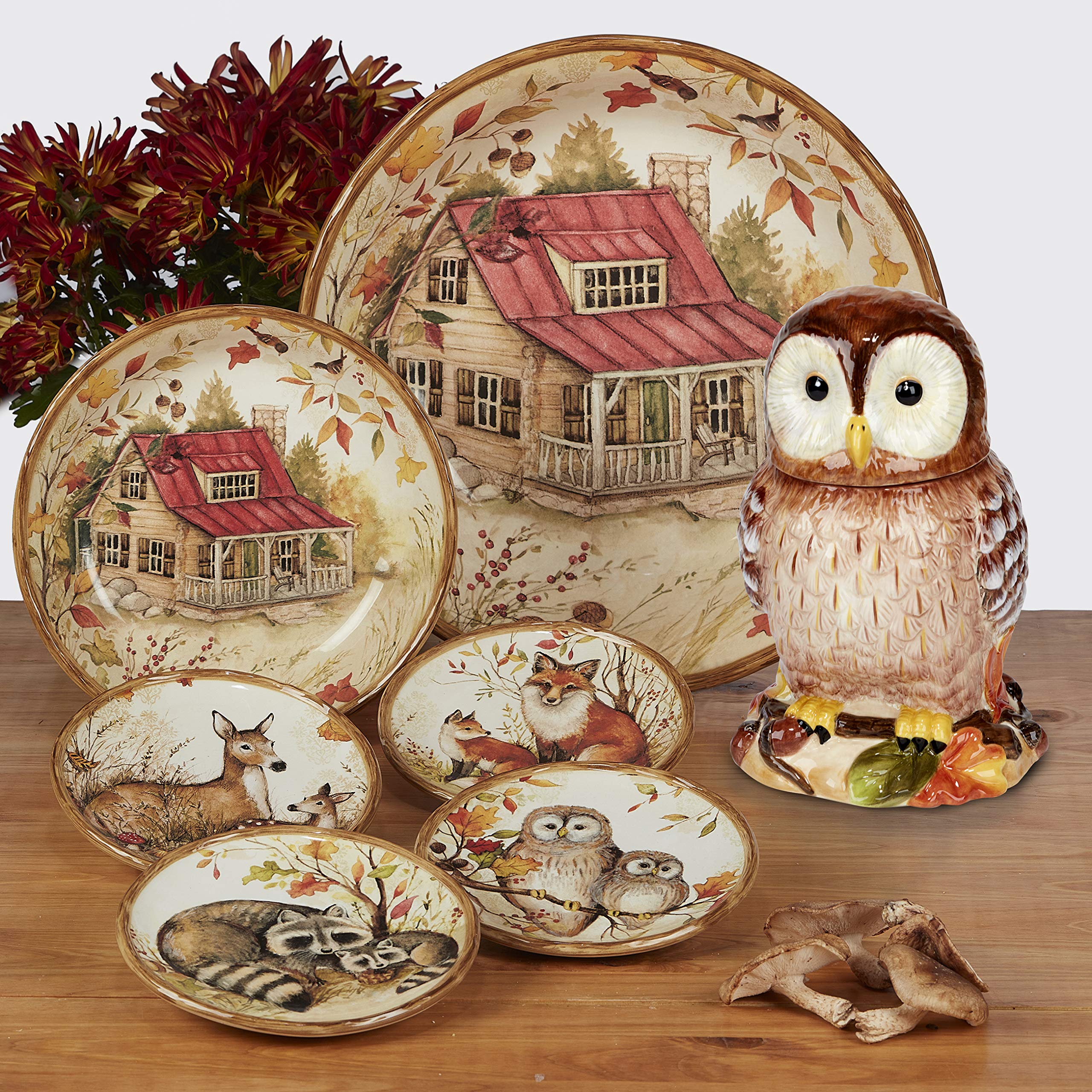 Certified International Pine Forest 16 pc Dinnerware Set, Service for 4, BROWN