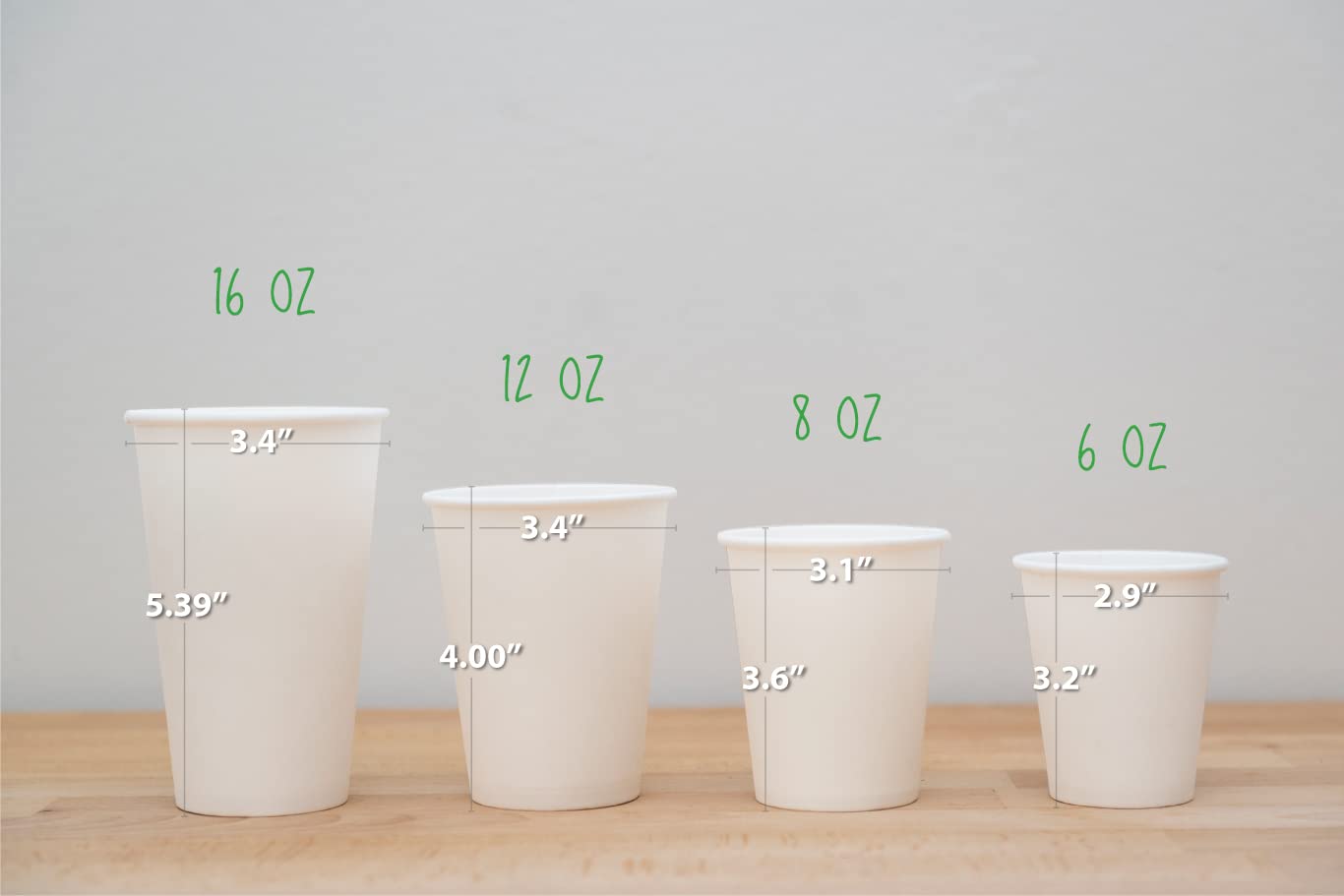 Croki 12 oz. White Paper Coffee Cups - 100 Count - Disposable Hot/Cold Beverage Drinking Cups Ideal for Coffee, Tea, Water, Juice