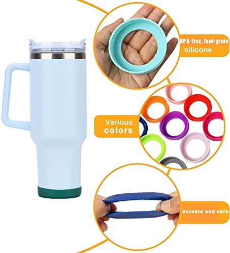 Menetop 2 Pcs Protector Silicone Boot for Stanley Quencher Adventure 40oz&IceFlow 20/30oz, Water Bottle Bottom 7cm Sleeve Cover Compatible with Stanley Tumbler (Avocado Green&Purple)