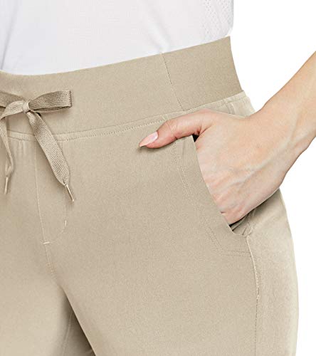 CQR Women's Hiking Pants, Lightweight UPF 50+ Sun Protective Outdoor Pants, Quick Dry Stretch Camping Work Pants, Boot Cut Beige, 6