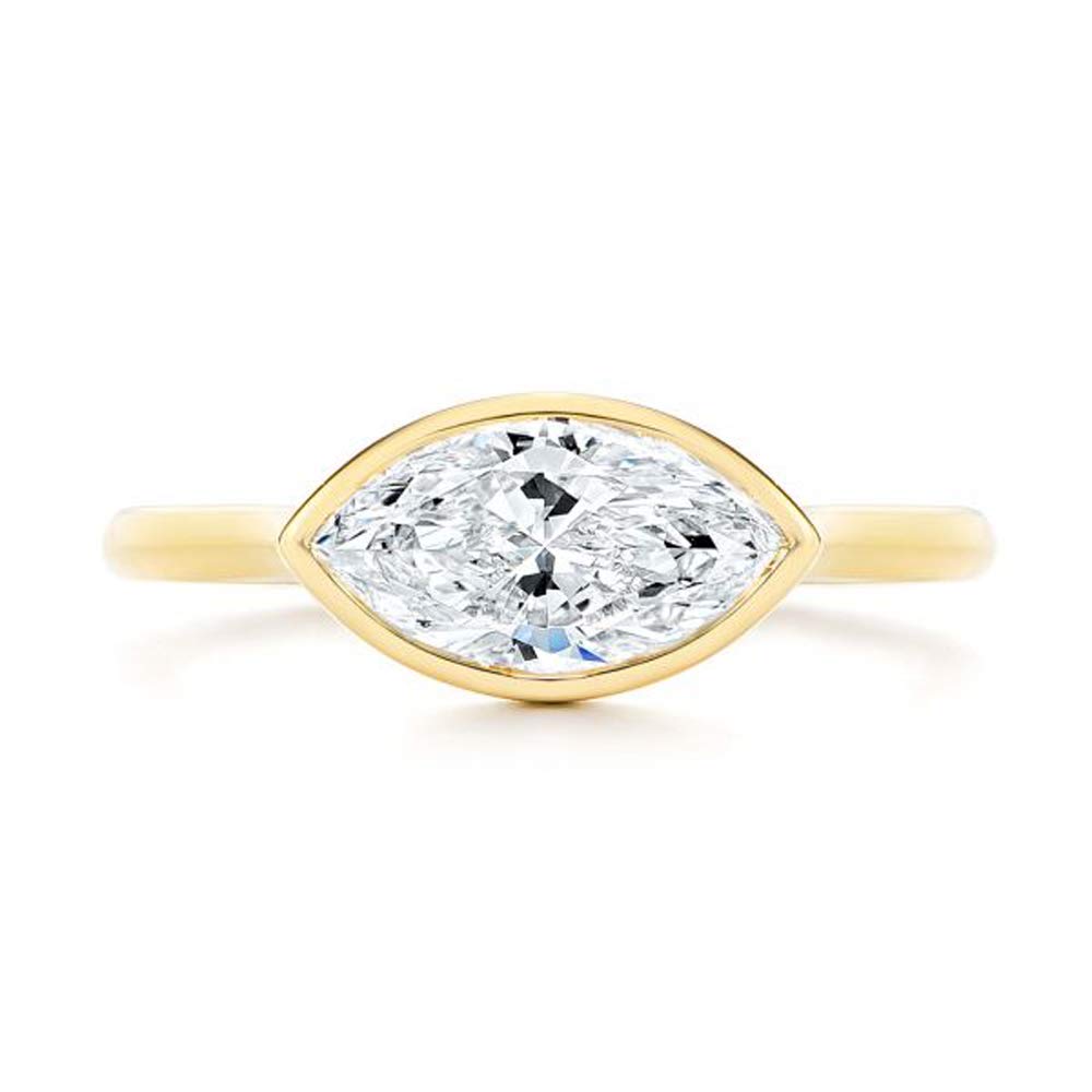 Celebrityinspired jewelry 18k Yellow Gold Finish Solitaire East-west 2.00 Ct Marquise Simulated Diamond Engagement Ring Solid Sterling Silver (4.75)