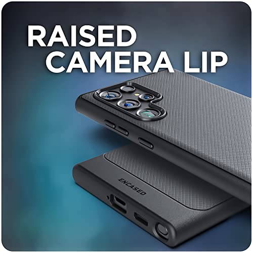 Encased Thin Armor Designed for Samsung Galaxy S22 Ultra Belt Clip Case, Slim Fit Phone Case with Holster (Matte Black)