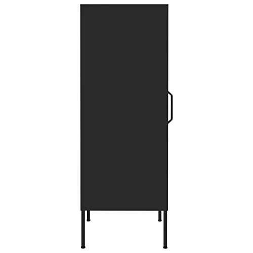 GOLINPEILO Metal Storage Cabinet with Single Doors and 2 Adjustable Shelves, Steel Garage Storage Cabinet File Cabinet Counter Cabinet for Home Office, Garage, Gym, School, 16.7"x13.8"x40" Black