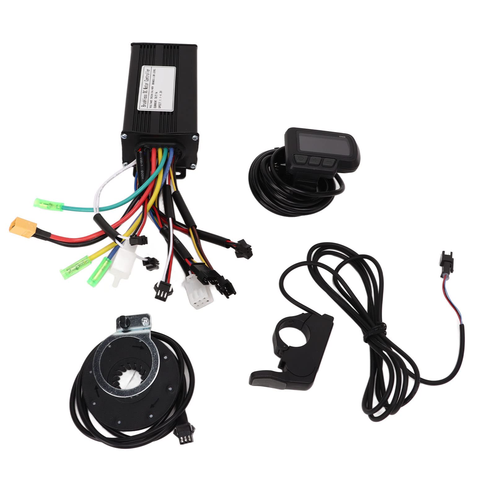 Electric Bike Motor Controller Kit, 500W 750W Waterproof Sine Wave Motor Controller Self Learning 3 Mode 24V 36V 48V LCD Meter for Folding Vehicle for Cyclists