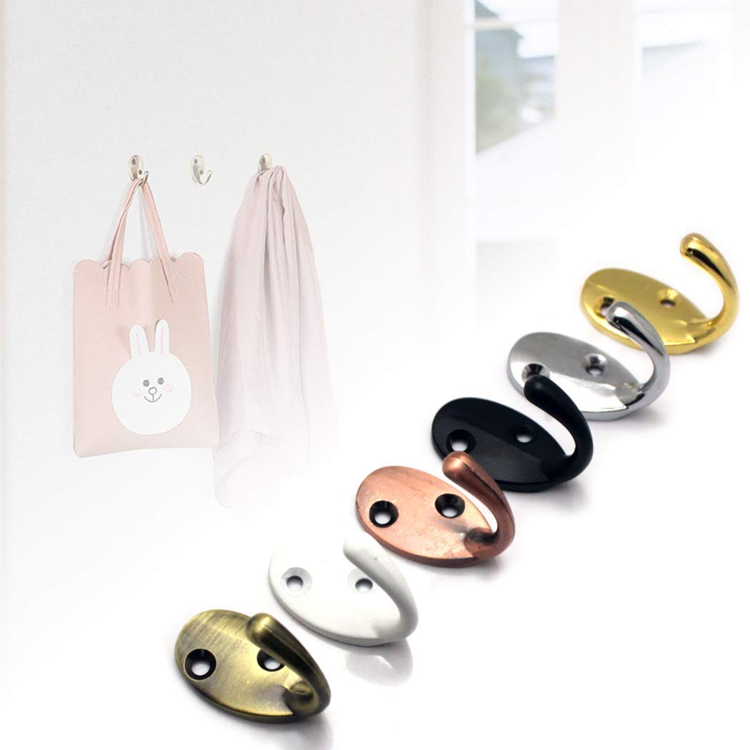 Ktdzone Coat Hooks Wall Mounted Robe Hook Single Coat Hanger with Screws Bronze 4Sets
