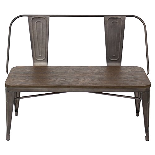 WOYBR Steel, Bamboo Oregon Dining Bench, 18.50" L x 41.50" W x 32.75" H, Antique/Espresso