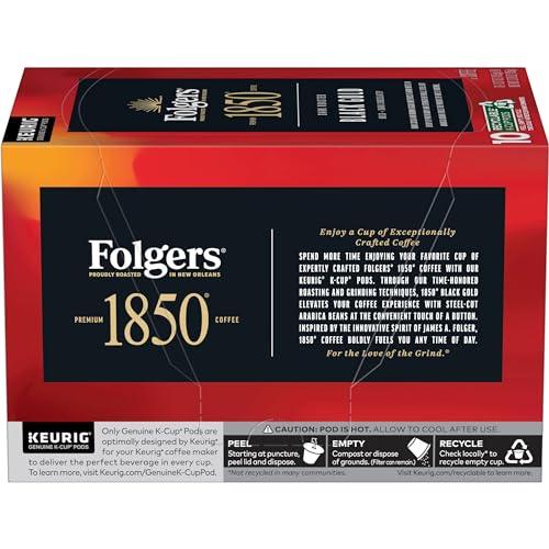 Folgers 1850 Black Gold Dark Roast Coffee, 60 Keurig K-Cup Pods