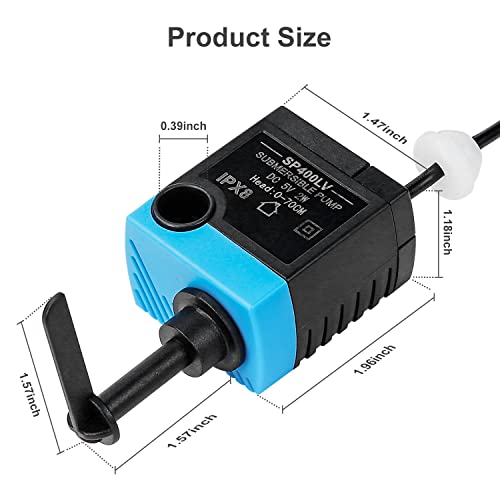 SanKlev SP-400LV Cat and Dog Water Fountain Pump with Grommet,USB Replacement Pump for Original Mini Pet Fountain