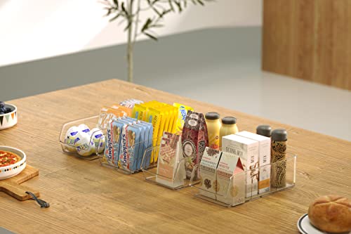 SANNO Pantry Organizer Storage Organizer Bins, Divided Compartment Holder for Snacks, Packets,for Freezer, Fridge, Refrigerator Organizer Bins, Cabinet Organizers