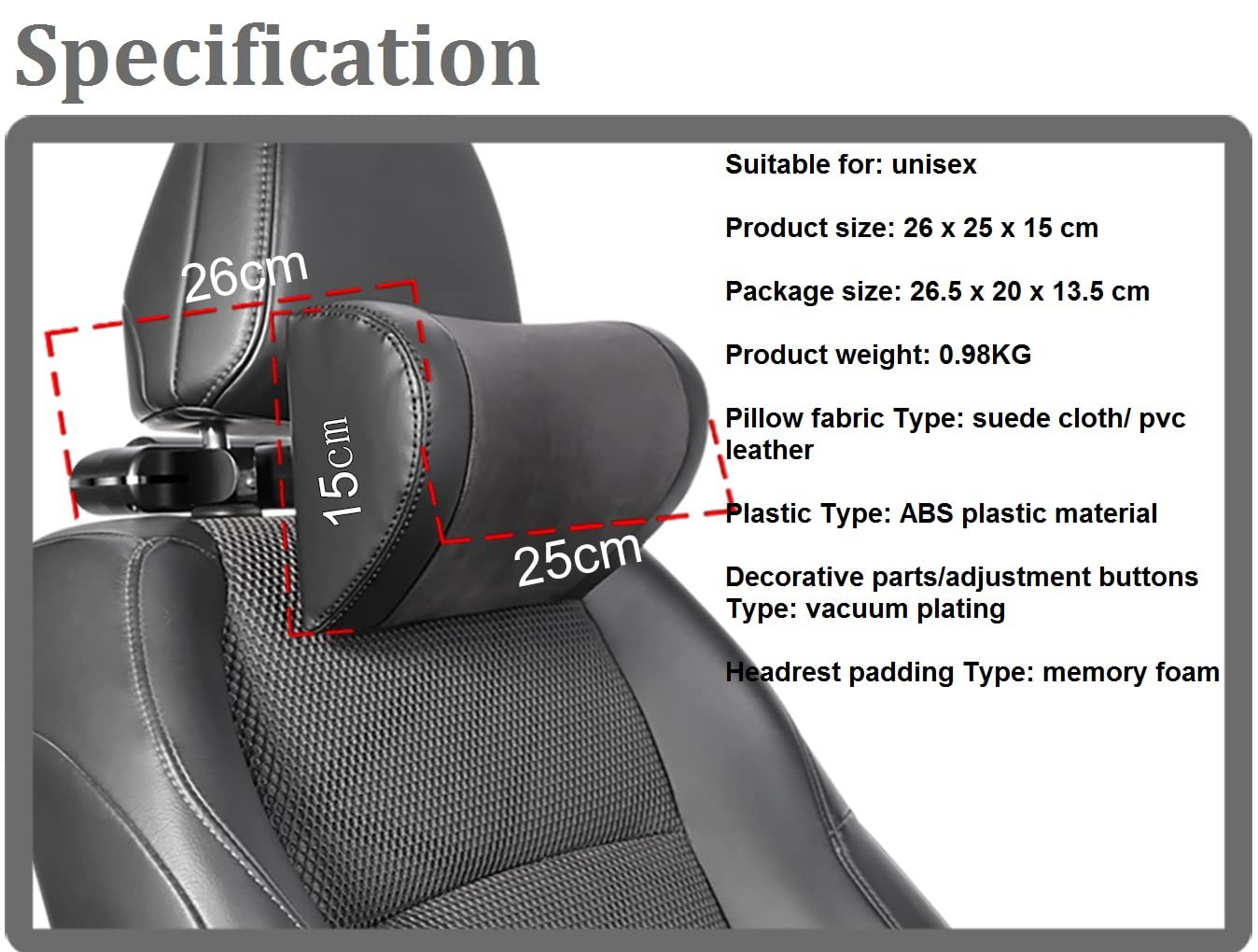 SiegenPro Car Seat Headrest Pillow Adjustable in 4 Directions Car Neck Pillow Memory Foam with Seat Back Hooks and Adjustable Headrest Phone Tablet Car Mount Holder