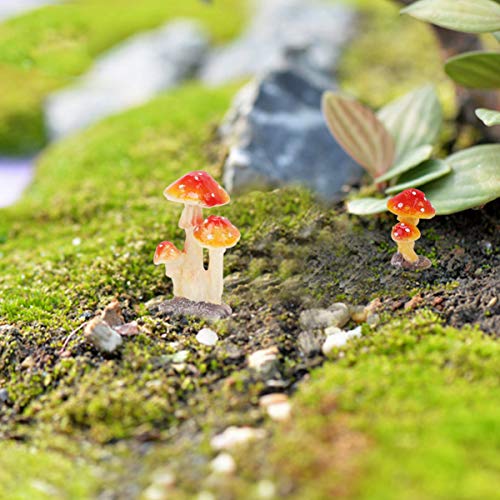 DOITOOL 6pcs Mini Mushroom Fairy Garden Miniature Figurines Mushroom Resin Figures for Garden Ornaments Plant Pots Bonsai Crafts Micro Landscape Decoration