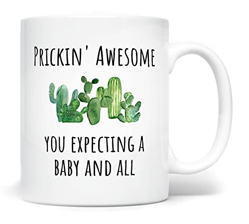 Expecting Baby Baby Shower Pregnant Mother Gift Coffee Mug Prickin' Awesome, 15 Fluid ounces