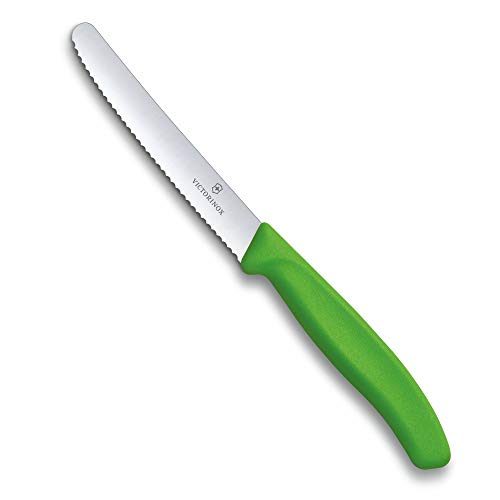 Victorinox Swiss Classic 4.3-inch Wavy Edge Tomato and Table Knife, Green