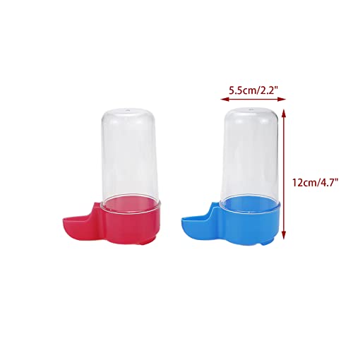 Meprotal 2pcs Automatic Bird Feeders, Bird Water Dispenser for Cage, Bird Water Bottle Drinker Hanging Seed Food Container Dispenser for Parrots Budgie Hamster 200ml (Blue & Pink)