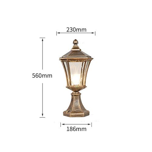 ZZYJYALG European Outdoor Basic Pedestal Post Light Bronze Waterproof Garden Villa Garden Lights Home Retro Traditional Lantern Door Column Gate Wall Pillar Lamp