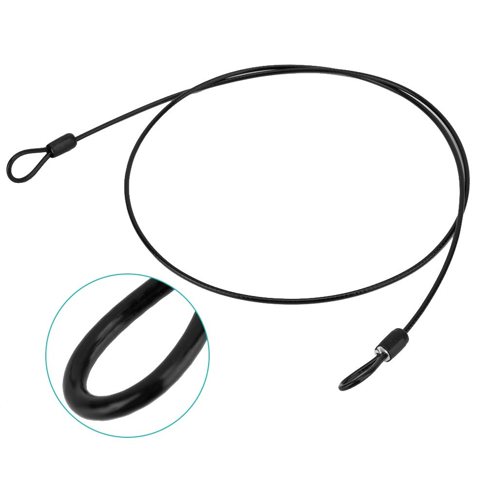 Double Loop Steel Cable Flexible Lock,U Lock Cycling Sports Internal Steel Wire and External Plastic Security Loop Cable Scooter Lock(Black)