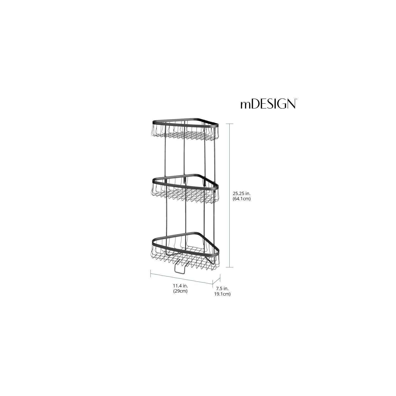 mDesign Metal Bathroom Shelf Unit - Freestanding Vertical Storage for Organizing and Storing Hand Towels, Body Lotion, Facial Tissues, Bath Salts - 3 Shelves, Hyde Collection - Matte Black