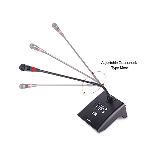 XTUGA CM280 UHF 8 Channel Professional Gooseneck Microphone System Conference Mics Fixed Frequency Super-Low Background Noise for Large conferences(Frequency A)