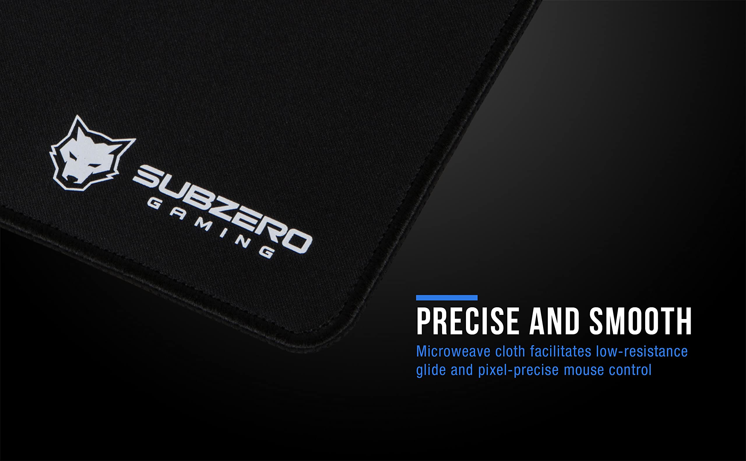 SubZERO Gaming TYKA Soft Gaming Mouse Pad, Large, Stitched Edges, 18"x16" (Black)