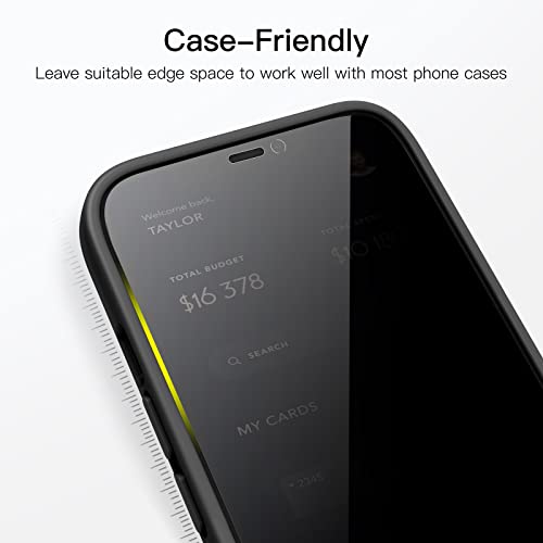 JETech Privacy Full Coverage Screen Protector for iPhone 12 mini 5.4-Inch, Anti-Spy Tempered Glass Film, Edge to Edge Protection Case-Friendly, 2-Pack