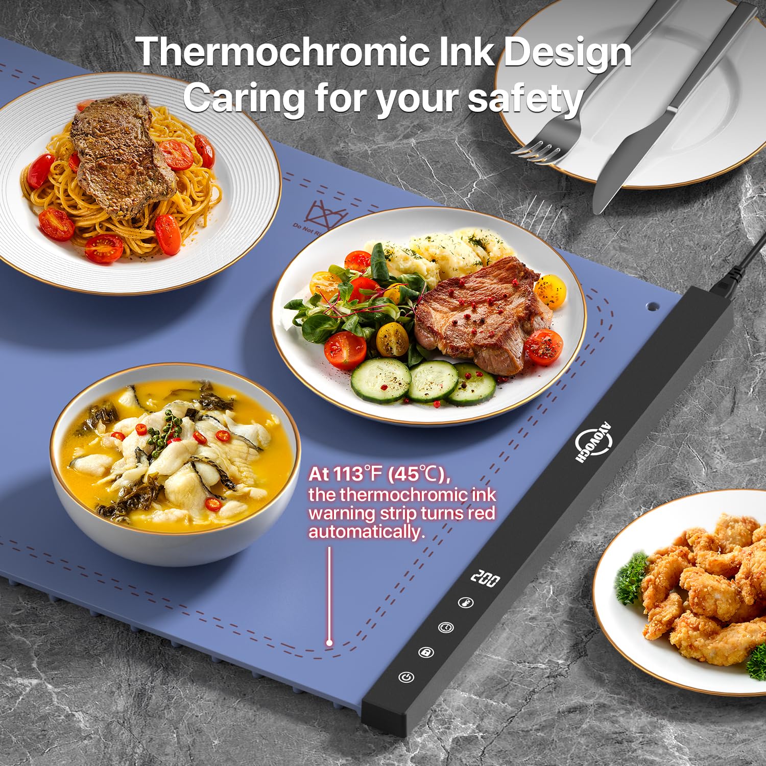Electric Warming Tray - Full Surface Heating, Foldable Food Warmer for Parties, Premium Silicone Nano-Material, 3 Temperature Settings, Food Warmer for Gatherings, Parties, Everyday Use