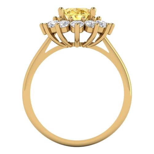 Clara Pucci 2.36 ct Oval Cut Solitaire Halo Yellow Simulated Diamond Engagement Promise Anniversary Bridal Ring 18K Yellow Gold 7.5
