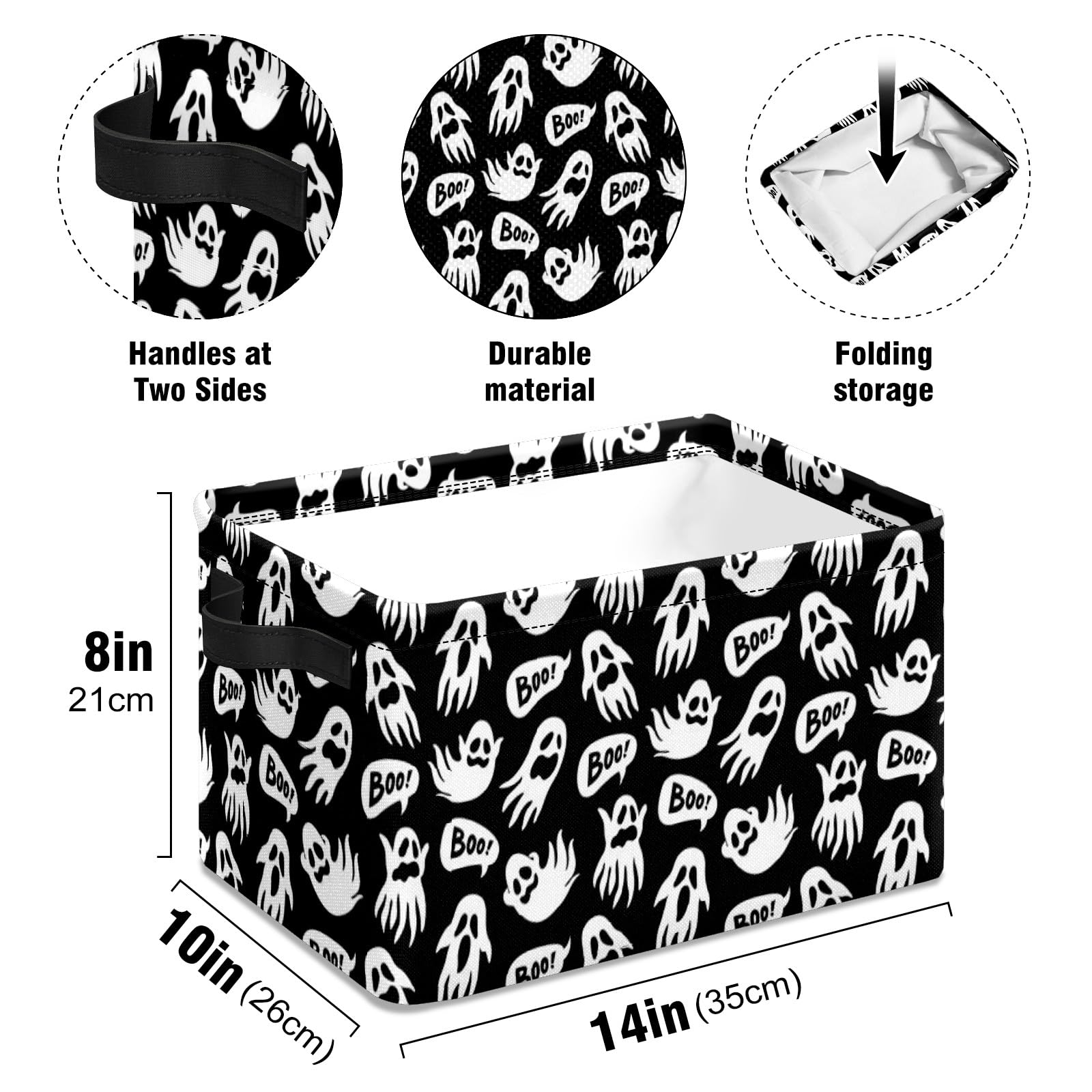 Halloween Pumpkin With Candies Storage Basket Large Foldable Storage Bin Cube Collapsible Organizer for Pantry Bedroom Decor