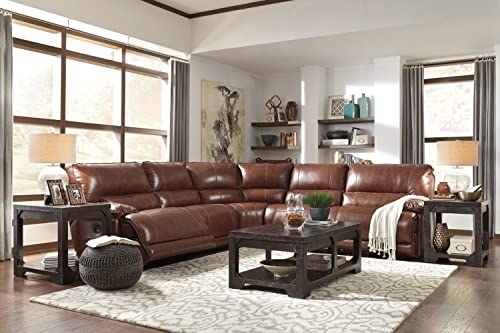 Signature Design by Ashley Rogness Rustic Rectangular Lift Top Coffee Table, Distressed Dark Brown