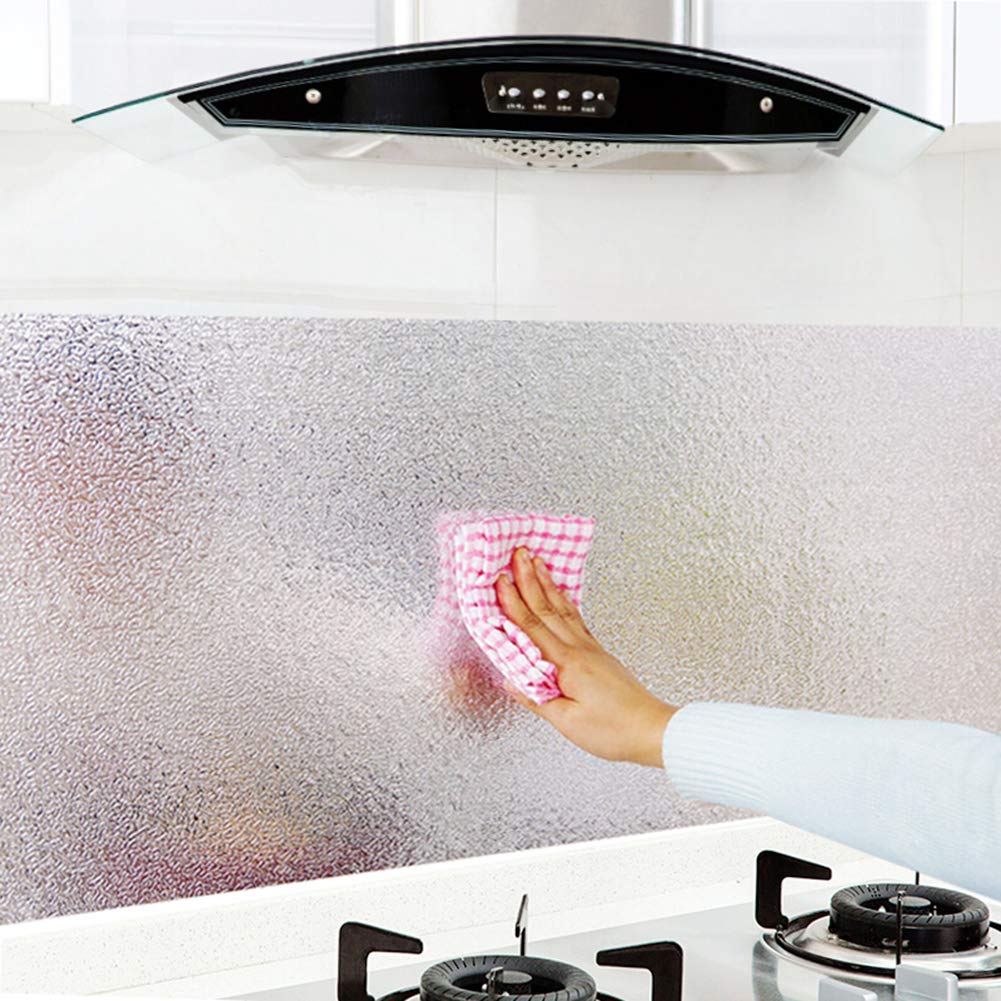Livelynine Silver Contact Paper for Kitchen Oil Proof Waterproof Sticker Aluminum Foil Kitchen Wallpaper Backsplash Peel and Stick Self Adhesive Shelf Liners for Drawer Removable 15.8x78.8 Inch