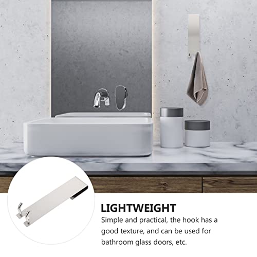 DOITOOL 3pcs Hanger Punch Glass Hook Clothing Frameless Hangers Extended Hats Free Stainless Steel Squeegee Hanging The Bedroom Robe Back Bathroom Storage Home Clo Universal Hooks Silver