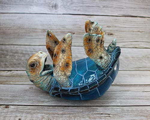 Sea Turtle Bottle Holder Turtle Figurine Natural Color Turtle Wine Bottle Holder, Blue