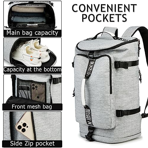 FUNYAGO Gym Duffle Bag Waterproof black Laptop Backpack Suitable for Hiking, Fishing, Travel 40L Large Capacity Trendy Cool Lightweight Backpack for Men and Women