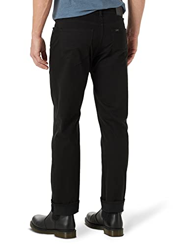 Lee Men's Extreme Motion Straight Fit 5 Pocket Pant, Union-All Black, 38W x 32L